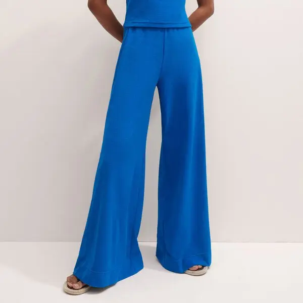 ME+EM Towelling Palazzo Pant - Lapis Blue