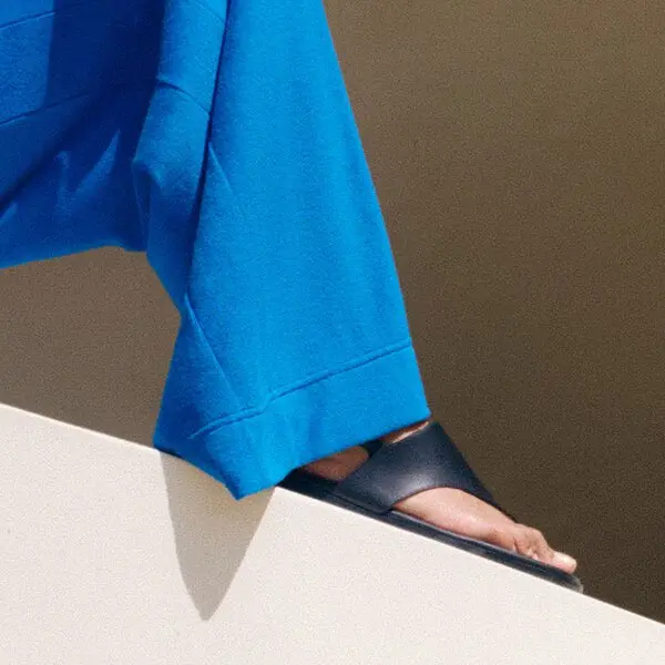 ME+EM Towelling Palazzo Pant - Lapis Blue