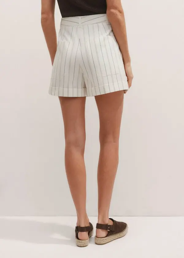 ME+EM Striped Organic Cotton Twill Shorts