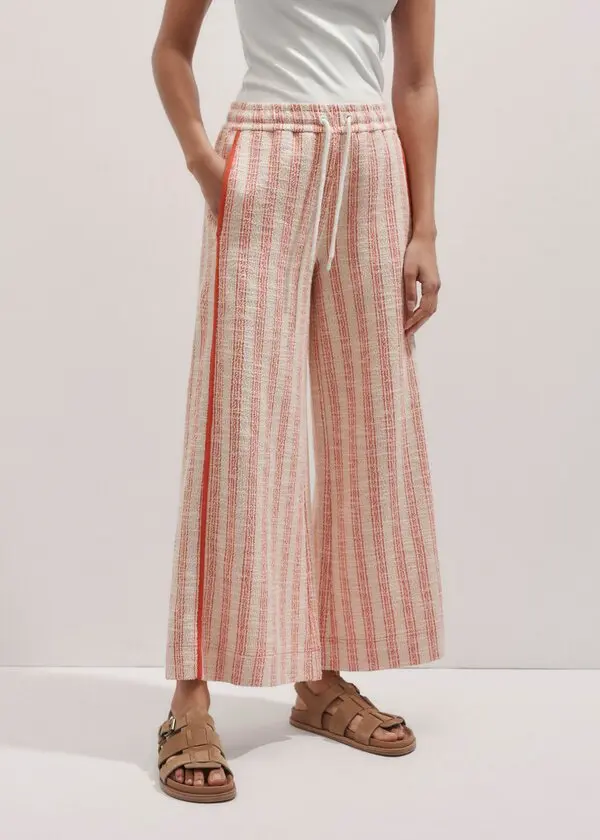 ME+EM Textured Stripe Wide-leg Crop Trousers