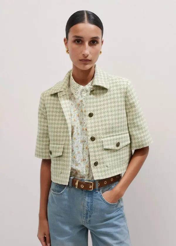 ME+EM Dogtooth Short Sleeve Jacket