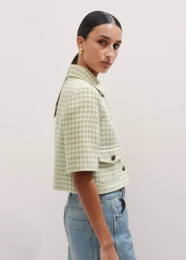 ME+EM Dogtooth Short Sleeve Jacket
