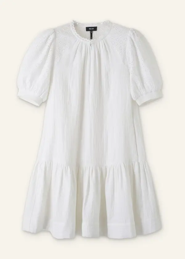 Me+Em Embroidered Cheesecloth Short Dress - Soft White - 30% Off |  Editorialist