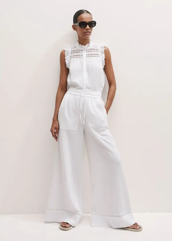 ME+EM Cheesecloth Lace Trim Insert Trousers