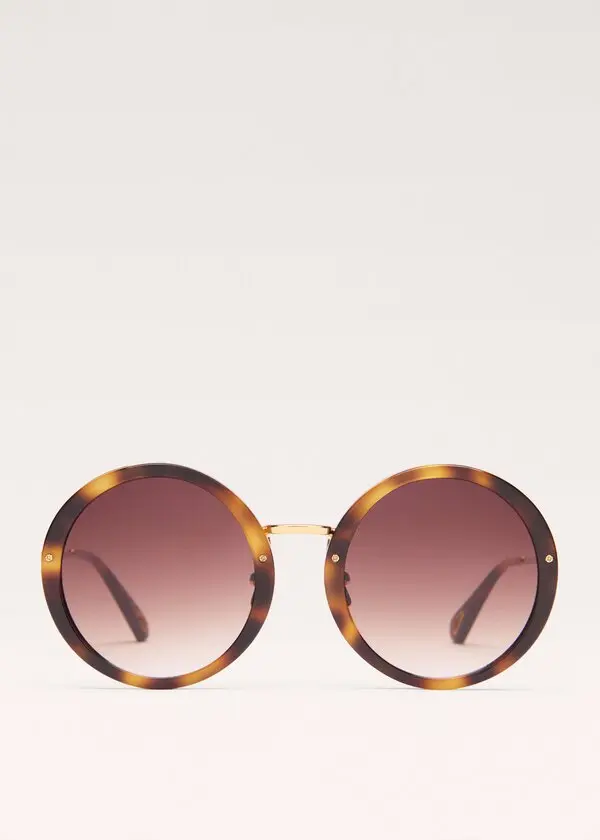 ME+EM Tortoiseshell Round Frame Sunglasses - Dark Tortoiseshell