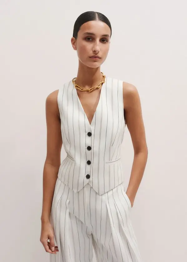 ME+EM Striped Tailored Waistcoat