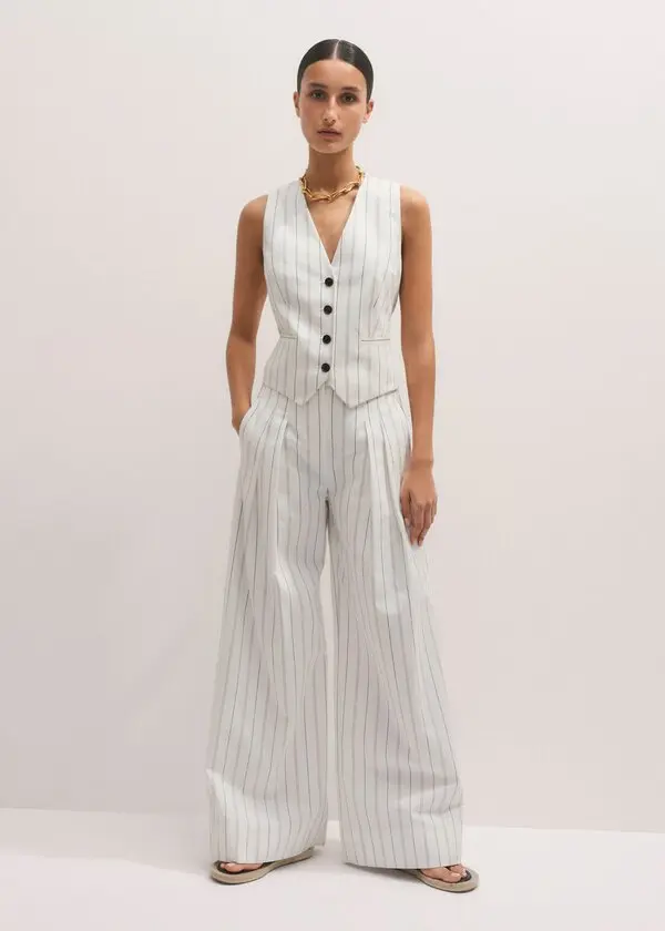 ME+EM Striped Tailored Waistcoat