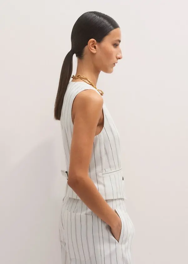 ME+EM Striped Tailored Waistcoat