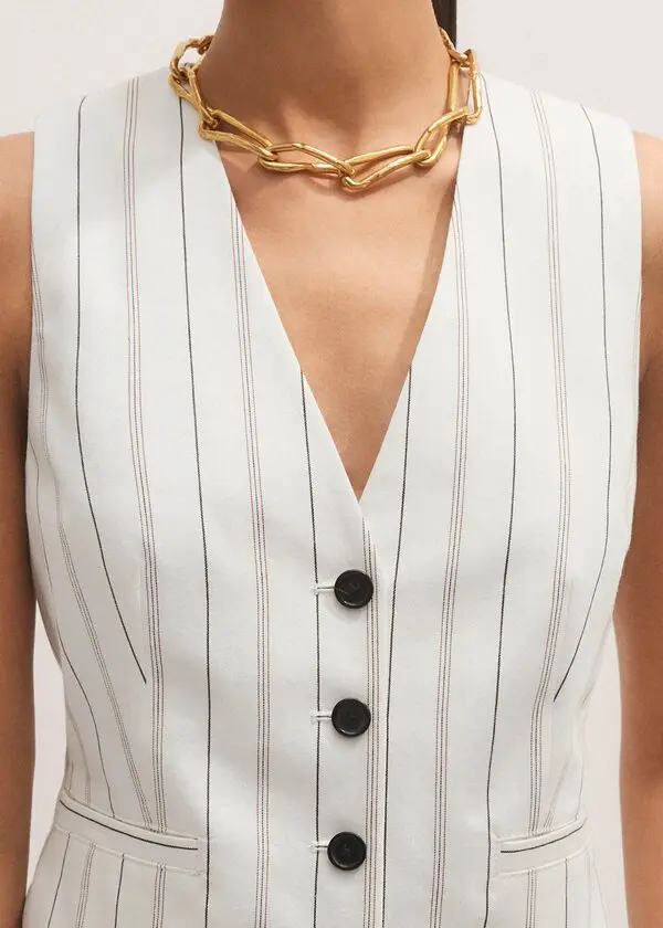 ME+EM Striped Tailored Waistcoat