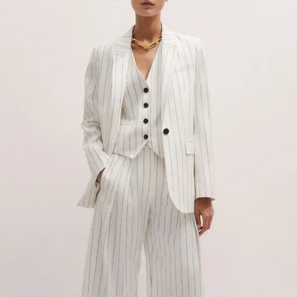 ME+EM Striped Tailored Waistcoat