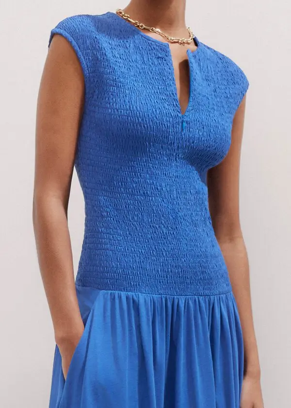 Me+Em Slub Jersey Smock Bodice Maxi Dress In Provence Blue - 60% Off |  Editorialist