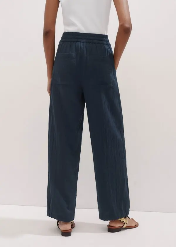 ME+EM Cheesecloth Drawstring Trouser - Navy
