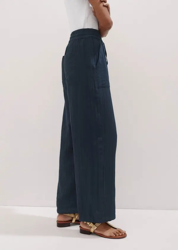 ME+EM Cheesecloth Drawstring Trouser - Navy