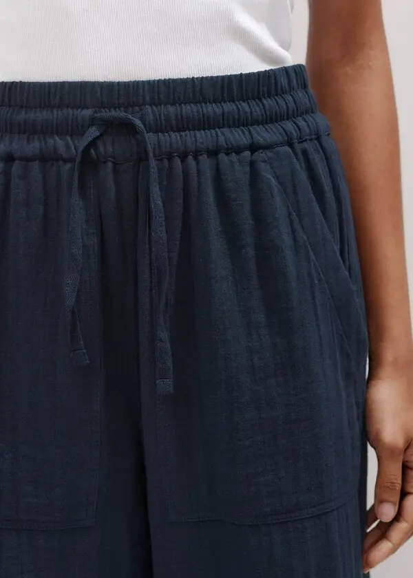 ME+EM Cheesecloth Drawstring Trouser - Navy