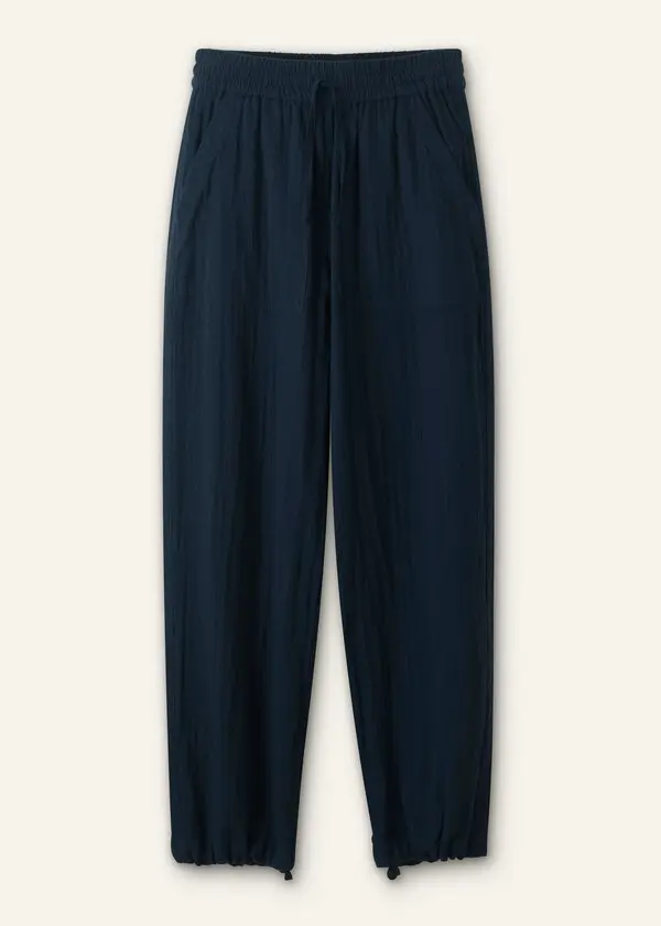 ME+EM Cheesecloth Drawstring Trouser - Navy