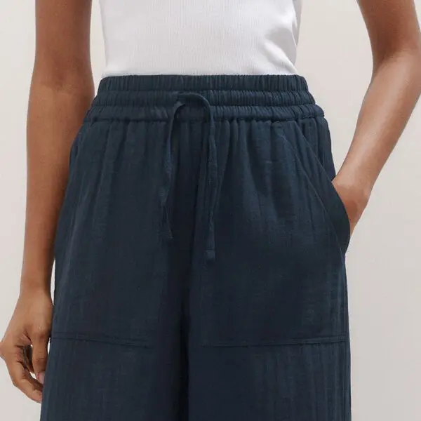 ME+EM Cheesecloth Drawstring Trouser - Navy