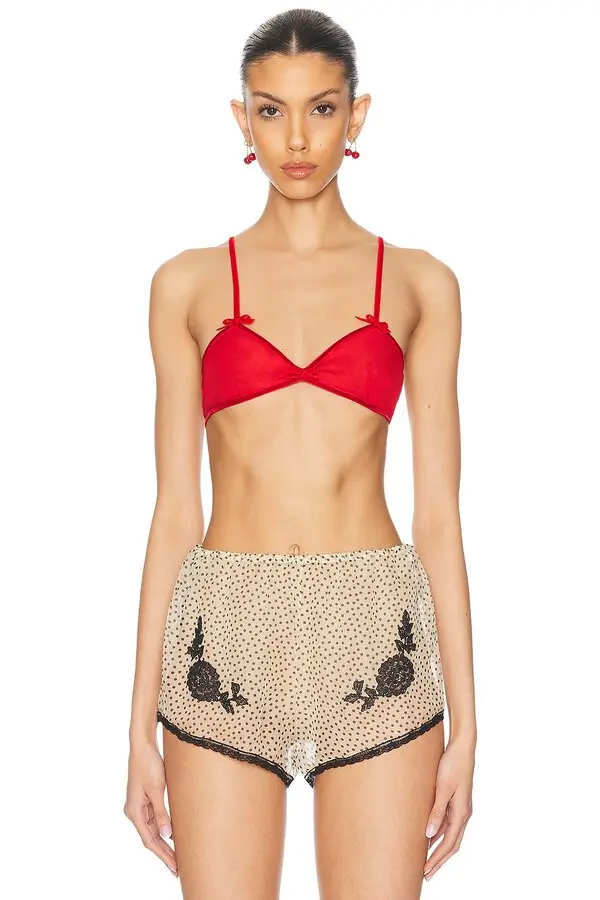 Valentino Garavani Solid Bra In Red - Paris