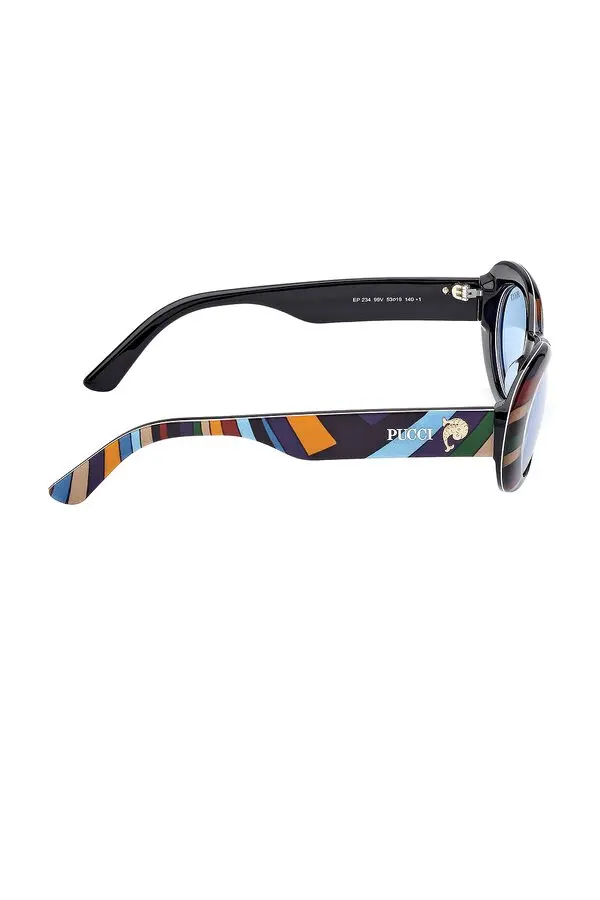 Emilio Pucci Multicolor Patterned Sunglasses Emilio Pucci Navigator Sunglasses in Shiny Pale Gold  main image 4