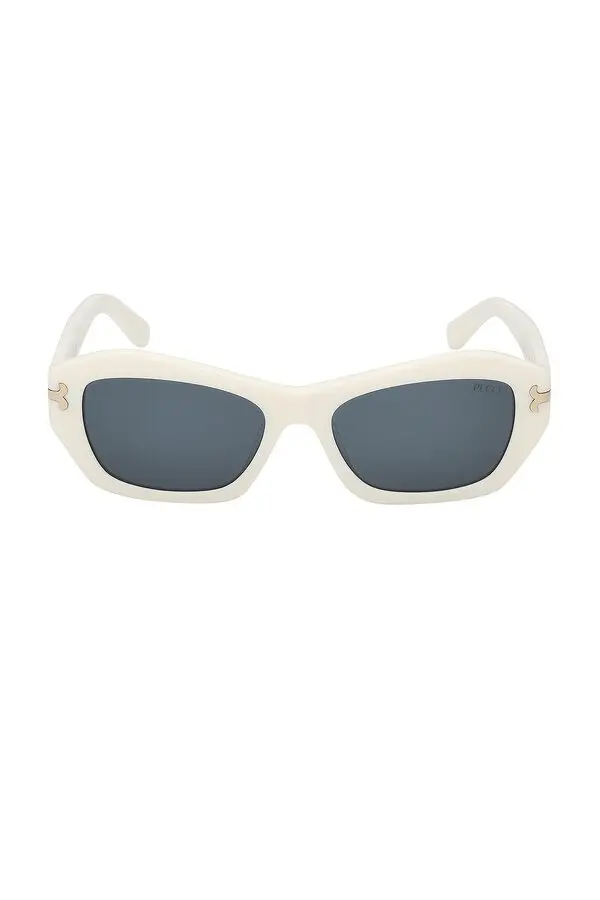 Emilio Pucci Geometric Sunglasses - Shiny White & Blue