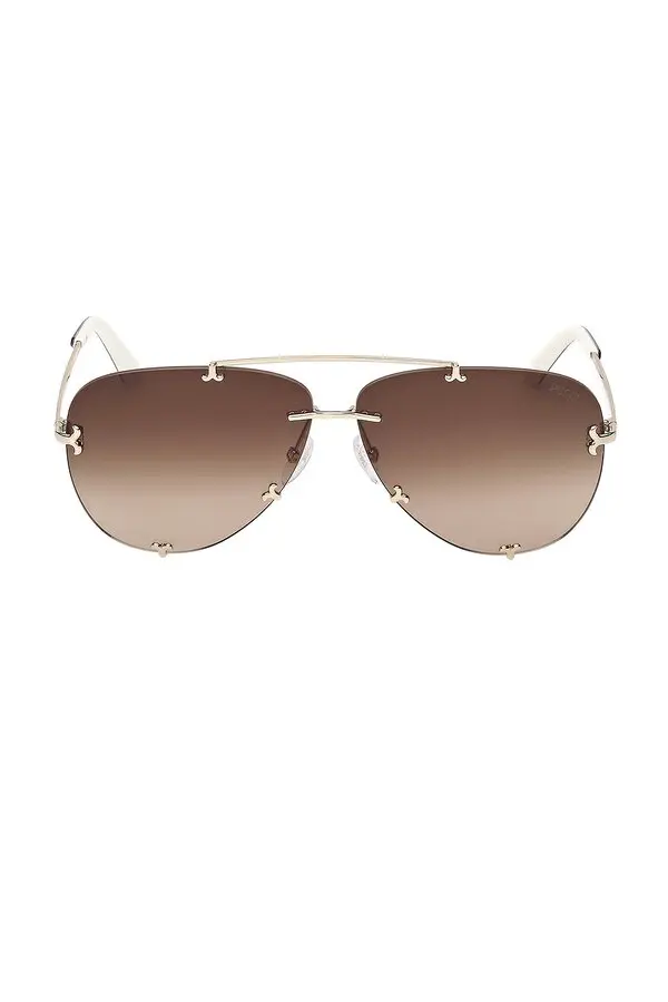 Emilio Pucci Pilot Sunglasses - Shiny Pale Gold & Brown