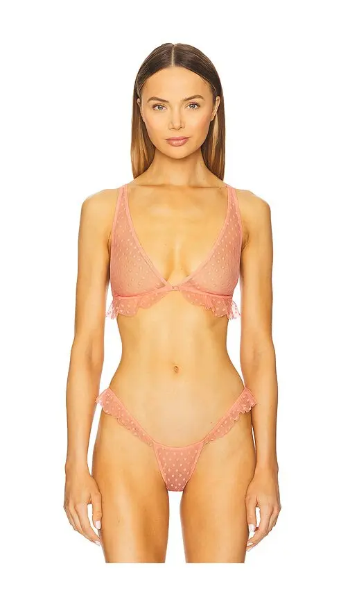 Only Hearts Coucou Lola Ruffle Bralette In Coral - Tangerine