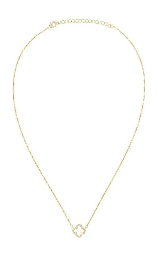 BY ADINA EDEN Pave Clover Necklace - Mother Of Pearl