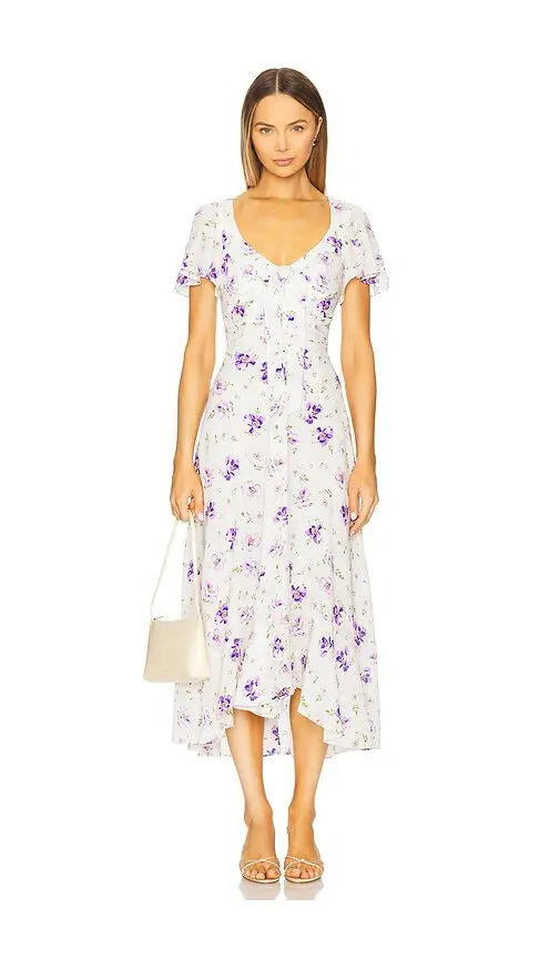 Cinq À Sept Tossed Midi Dress - Ivory Multi