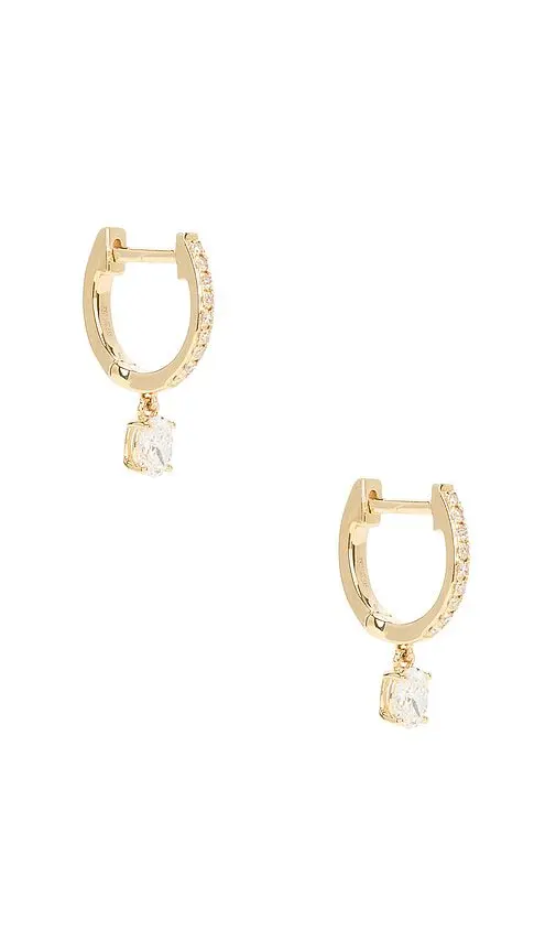 Ef Collection Oval Drop Diamond Mini Huggie Earrings - Gold