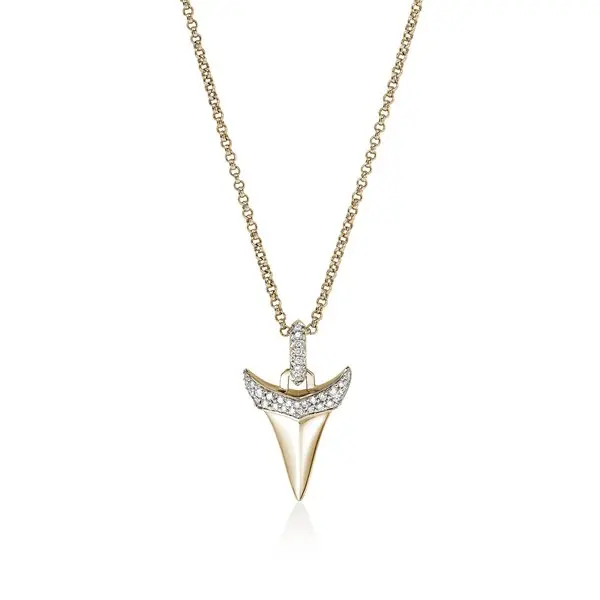 John Hardy Shark Tooth Talisman Necklace With Diamonds - Gold