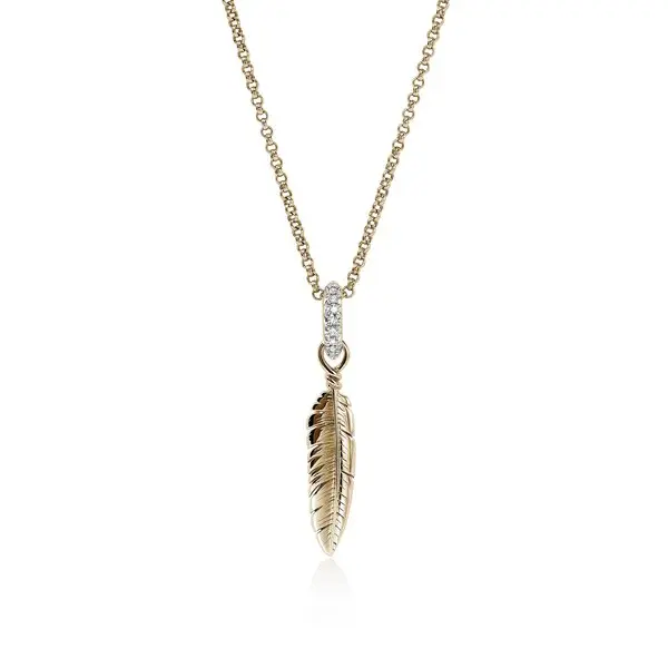 John Hardy Feather Talisman Diamond Necklace - Gold