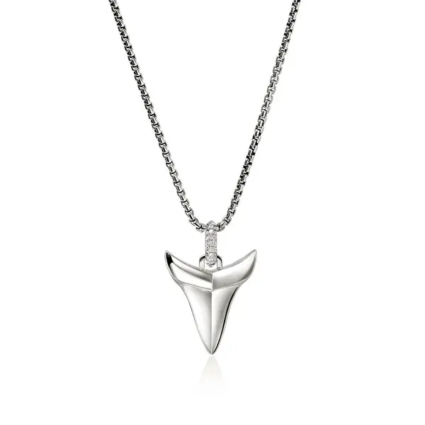 John Hardy Shark Tooth Talisman Necklace With Diamonds - Sterling Silver