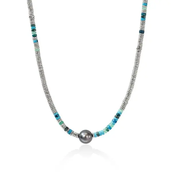 John Hardy Heishi Necklace With Hardstones And Pearl - Sterling Silver