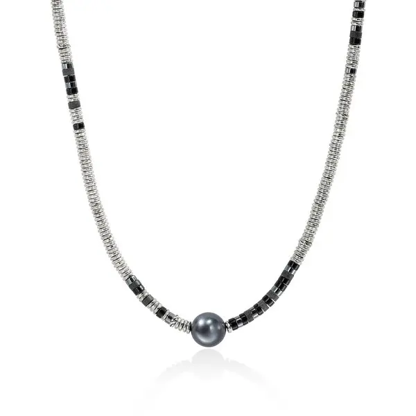 John Hardy Heishi Necklace With Hardstones And Pearl - Sterling Silver