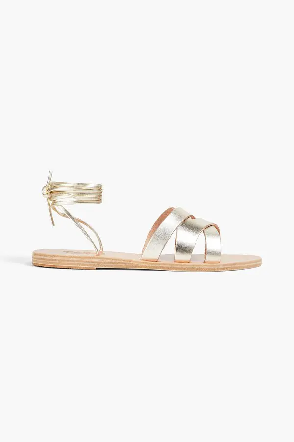 ANCIENT GREEK SANDALS Pisidia Metallic Leather Sandals - Platinum