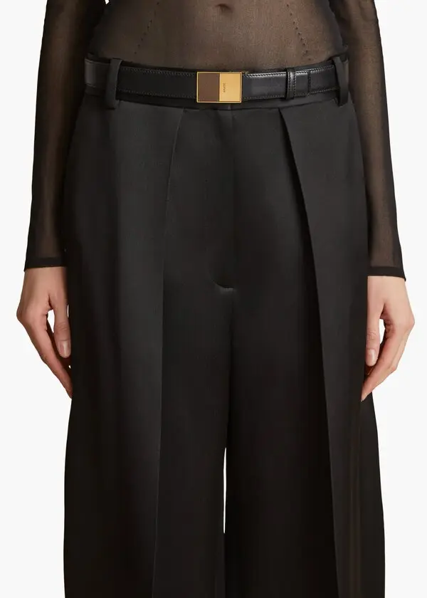 Khaite Elio Belt In Leather With Antique Gold