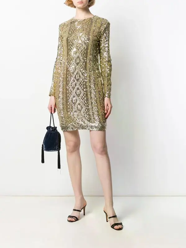 Max Mara Sequin Embroidered Fitted Dress