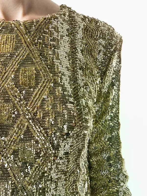 Max Mara Sequin Embroidered Fitted Dress