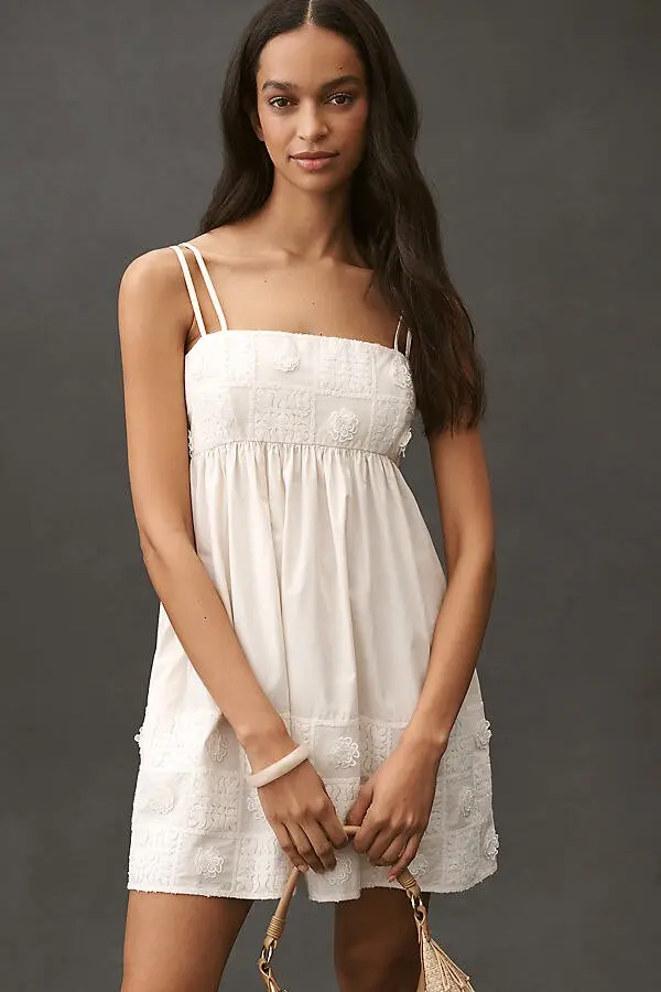 green emerald velvet dress Odd Molly Anthropologie Floral Embroidered Short Mini Dress  White  Chocolate Couture