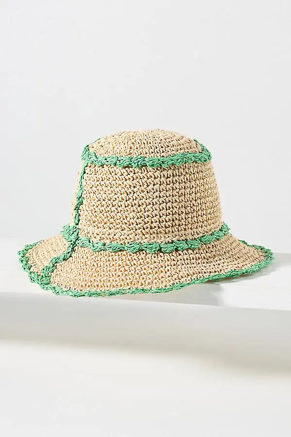 Anthropologie Straw Bucket Hat - Green | Editorialist display picture 2