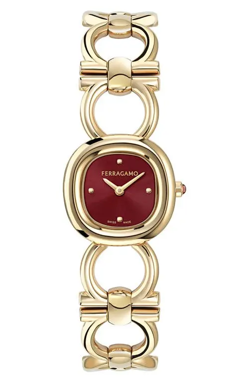 FERRAGAMO Double Gancini Bracelet Watch - Yellow Gold