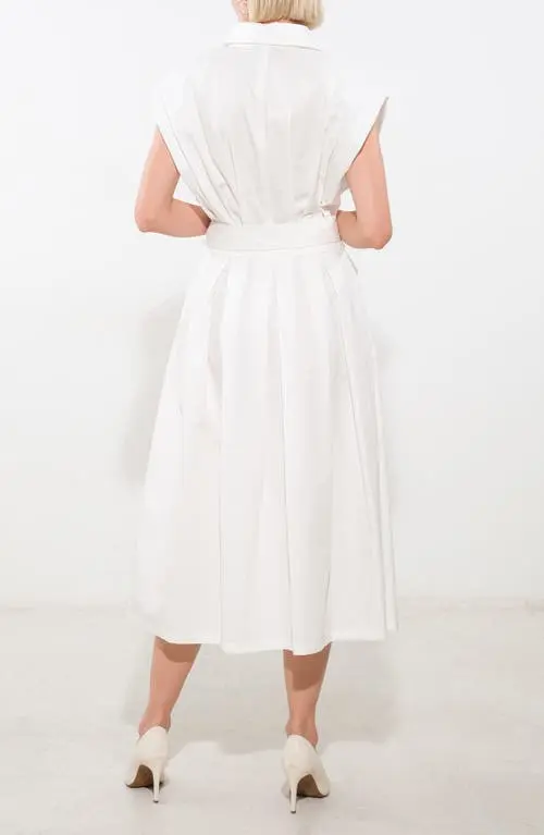 FREEMARKET Pleated Cap-sleeve Midi Shirt Dress