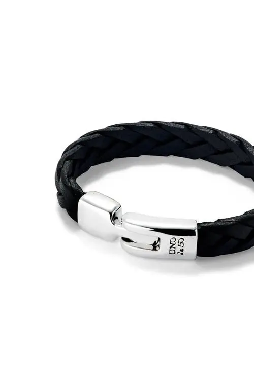 UNODE50 Braided Leather Clasp Bracelet - Black