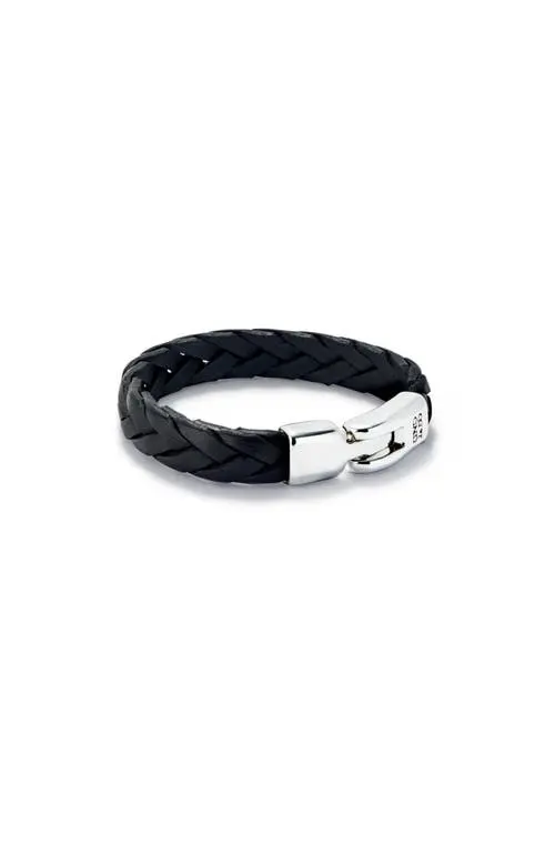 UNODE50 Braided Leather Clasp Bracelet - Black