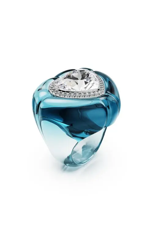 SWAROVSKI Dulcis Crystal Heart Cocktail Ring - Blue