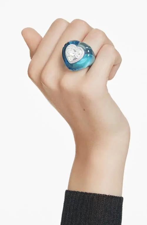 SWAROVSKI Dulcis Crystal Heart Cocktail Ring - Blue