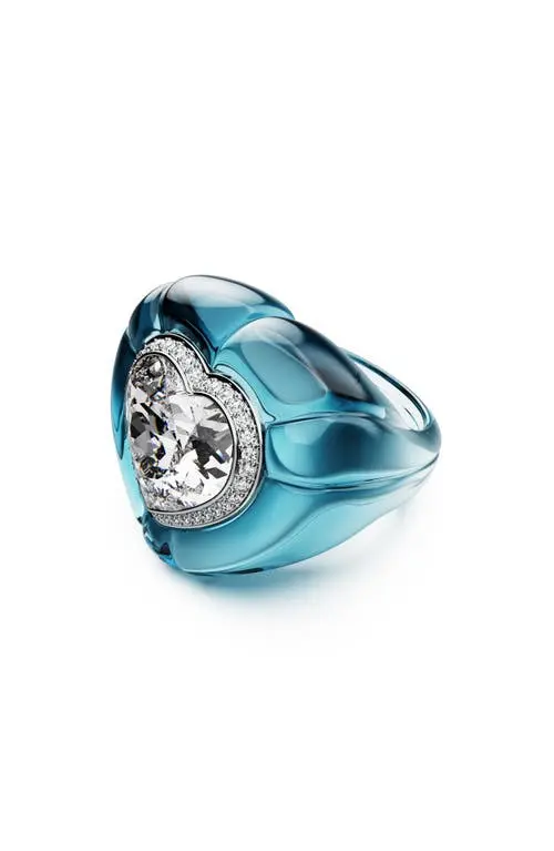 SWAROVSKI Dulcis Crystal Heart Cocktail Ring - Blue