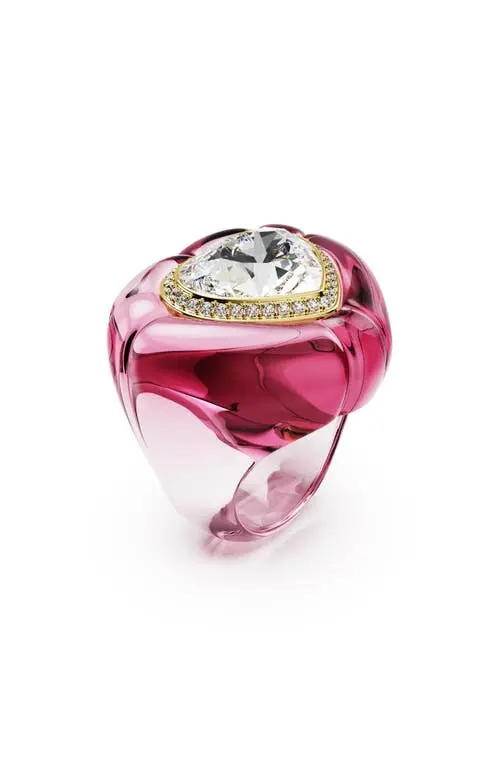 SWAROVSKI Dulcis Crystal Heart Cocktail Ring - Pink