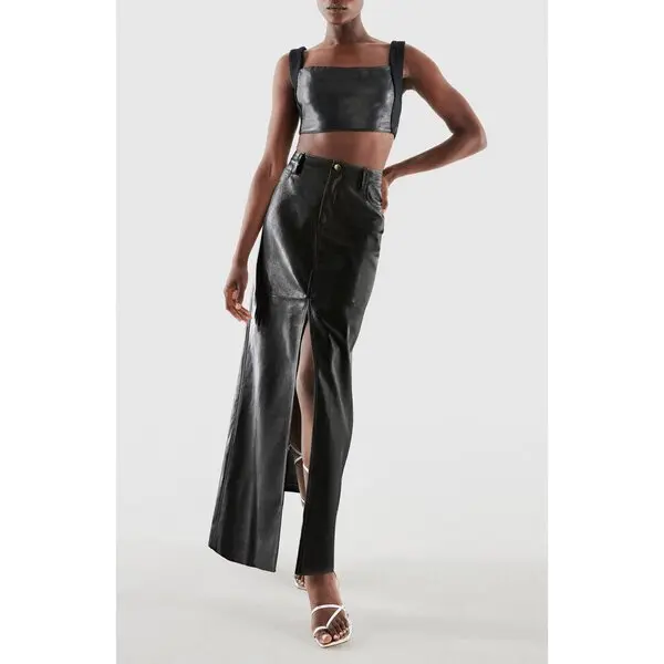 AS By DF Imogen Recycled Leather Skirt - Black