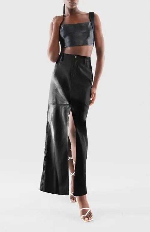 AS By DF Imogen Recycled Leather Maxi Skirt - Black