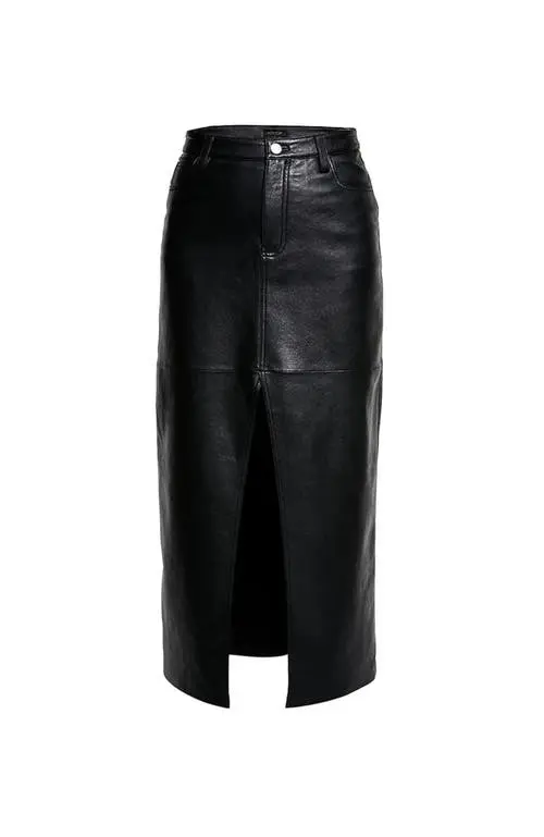 AS By DF Imogen Recycled Leather Maxi Skirt - Black